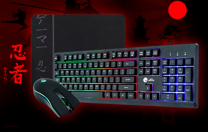 Combo Gamer Ninja Legacy 3 Em 1, Teclado, Mouse e Mousepad, USB, RGB, Preto, GN-CG-LGTMPB
